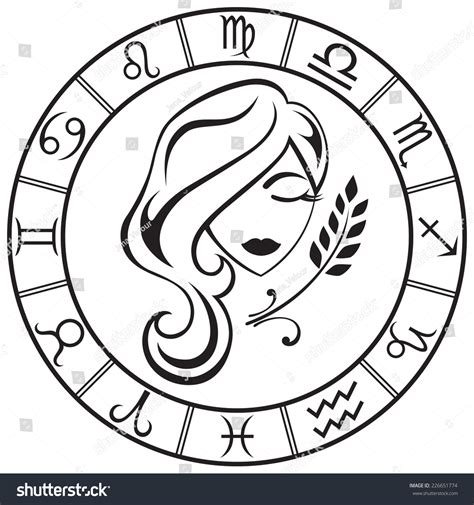 Line Art Virgo Sign Round Zodiac Stock Vector 226651774 Shutterstock