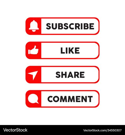 Subscribe Like Share And Comment Button Symbol Vector Image