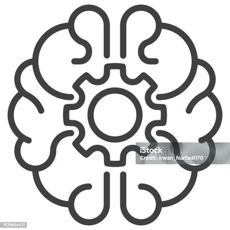 기어 휠이 있는 두뇌 생각하는 기술 벡터 아이콘 윤곽선 템플릿 0명에 대한 스톡 벡터 아트 및 기타 이미지 0명 개념 개념과 주제 Istock