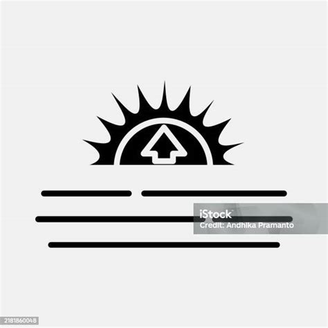 아이콘 일출 날씨 요소 기호입니다 글리프 스타일의 아이콘입니다 인쇄물 웹 스마트폰 앱 포스터 인포그래픽 로고 표지판 등에 적합합니다 0명에 대한 스톡 벡터 아트 및 기타