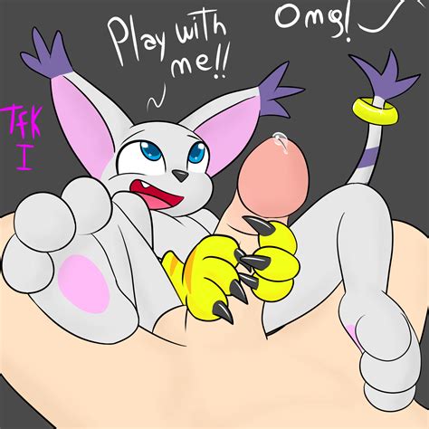 Rule 34 Ambiguous Gender Anthro Big Penis Digimon Digimon Species Duo Feet Gatomon Handjob