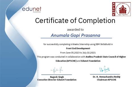 Gopi Prasanna Anumala On Linkedin Ibm Edunetfoundation Apscheeduskillsinternship