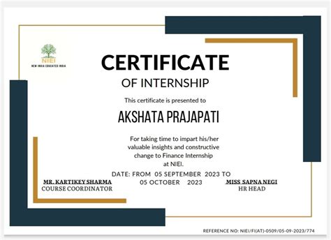 Akshata Prajapati On Linkedin Excited To Share That I Have Completed My Internship Niei