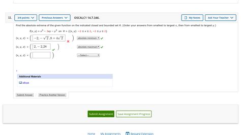 solved find the absolute extrema of the given function on