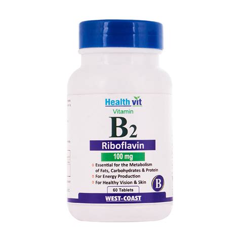 Buy Healthvit Vitamin B2 Riboflavin 100 Mg 60 Tablets Online At Purplle