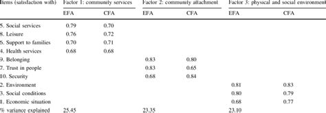 Factor Loadings For The Exploratory Factor Analysis Efa And Final Download Table