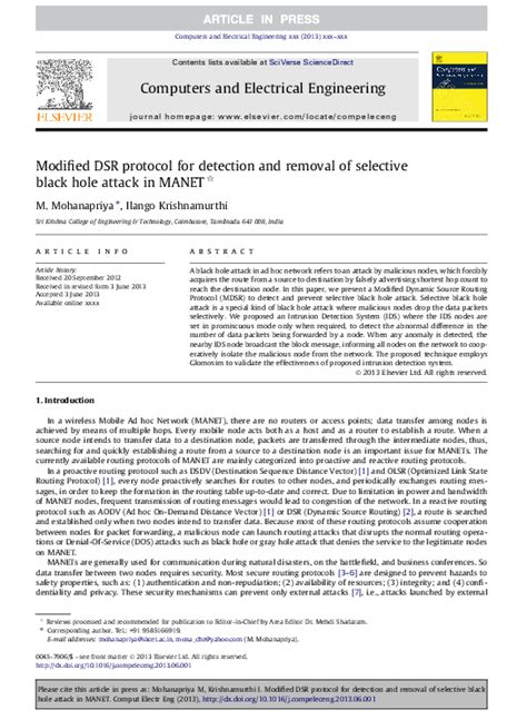 pdf modified dsr protocol for detection and removal of selective