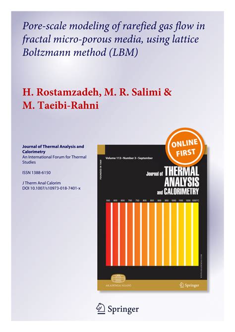 Pdf Pore Scale Modeling Of Rarefied Gas Flow In Fractal Micro Porous Media Using Lattice