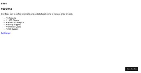Pricing Card Question Forked Codesandbox