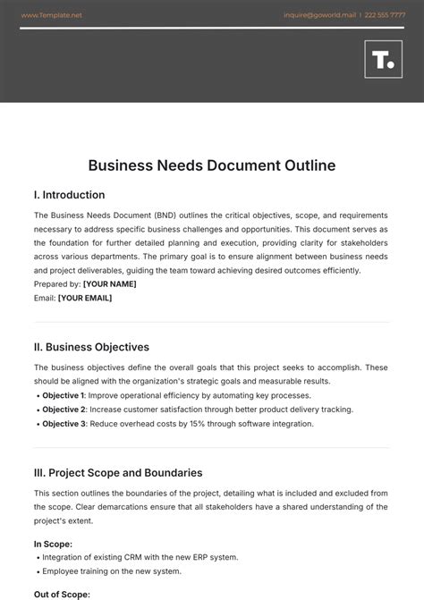 Free Business Requirements Document Templates To Edit Online And Print