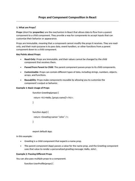 Day 10 Props And Component Composition In React Pdf Mobile App