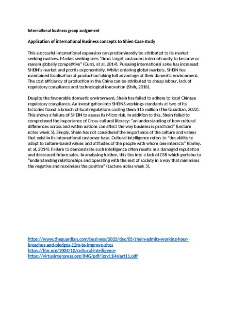 Group Assignment International Business International Business Group Assignment Application Of