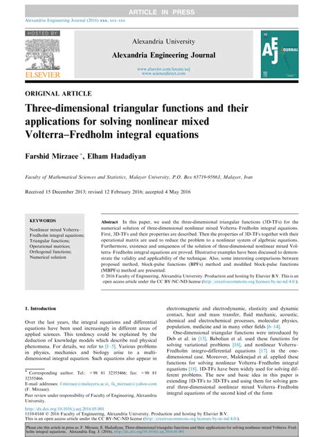 Pdf Three Dimensional Triangular Functions And Their Applications For Solving Nonlinear Mixed