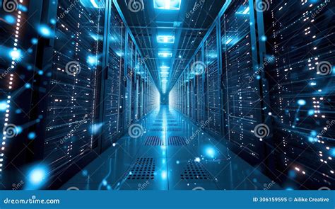 Illuminated Server Racks In Data Center Stock Illustration Illustration Of System Farm 306159595