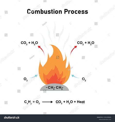 Combustion Process Scientific Design Vector Illustration Stock Vector