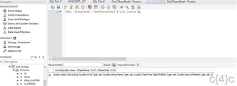 Generate C Sharp Model Class From Mysql Table Code4copy