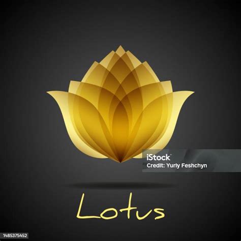 황금 연꽃 로고 디자인 꽃 기호입니다 벡터 유기 꽃 엠블럼 템플릿입니다 스파 화장품 또는 뷰티 살롱의 자연스러운 브랜드 스타일 0명에 대한 스톡 벡터 아트 및 기타 이미지