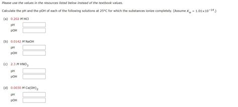 Solved Please Use The Values In The Resources Listed Below