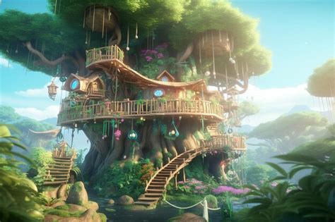 Premium Photo A Tree House In The Jungle