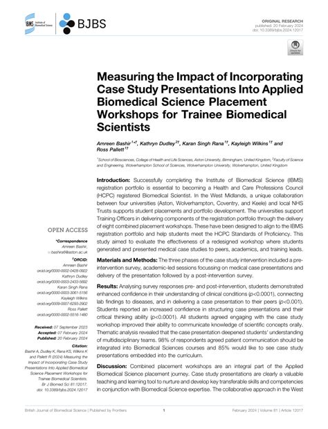 PDF Measuring The Impact Of Incorporating Case Study Presentations