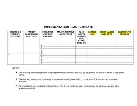 Implementation Plan Template Excel