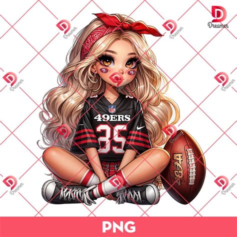 Cute Girl San Francisco 49ers Png Cute Cartoon Girl Nfl Football 49ers