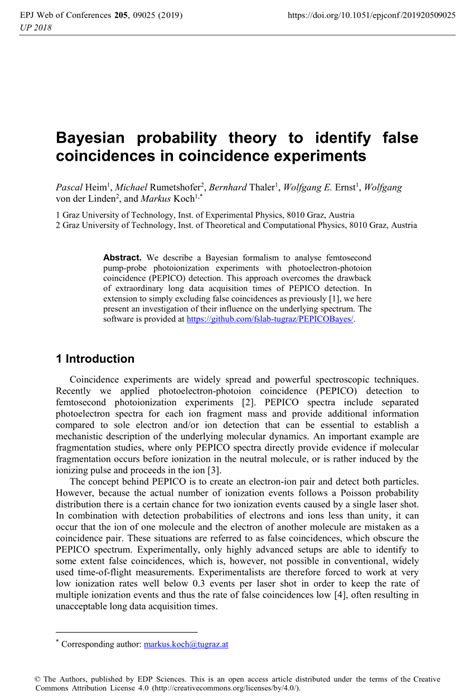 PDF Bayesian Probability Theory To Identify False Coincidences In Coincidence Experiments