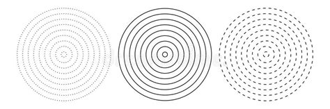 Dashed Concentric Circle Icon Black And White Broken Circular Rings Sound Wave Radar Target