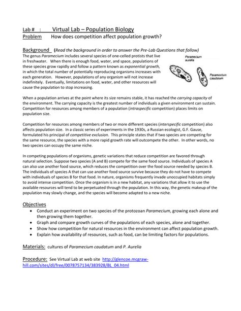 lab virtual lab population biology