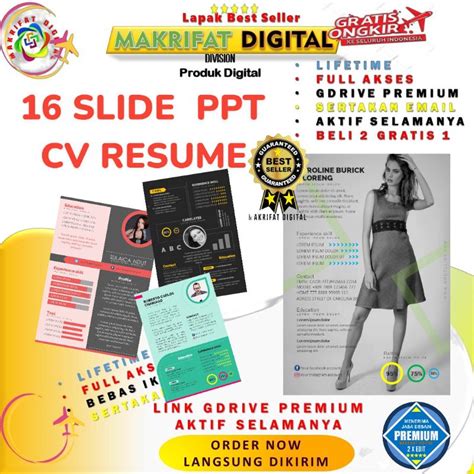 Jual 16 Slide Ppt Cv Resume Standar Profesional Minimalis Editable