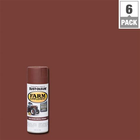 Rust Oleum 12 Oz Farm And Implement Red Oxide Metal Primer Spray Paint 6 Pack 280137 The