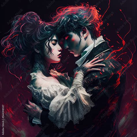 Dark Fantasy Couple Kissing By Generative Ai Stock Illustration
