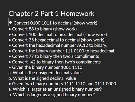 Solved Chapter 2 Part 1 Homework Convert 01001011 To