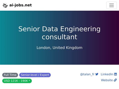 Hiring Senior Data Engineering Consultant In London United Kingdom