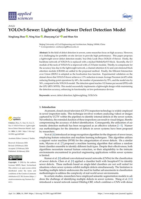 Pdf Yolov5 Sewer Lightweight Sewer Defect Detection Model