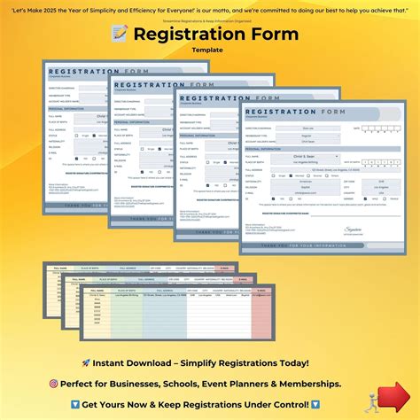 Registration Form Template Google Sheets Signup Form Membership Event Registration Editable