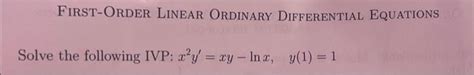 Solved First Order Linear Ordinary Differential Equations