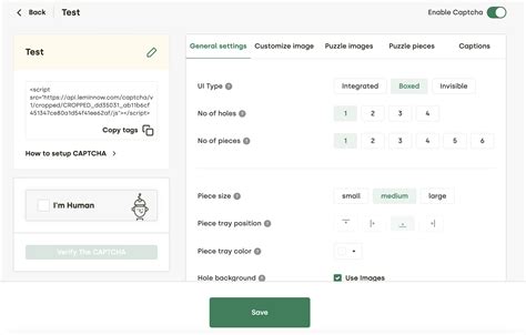 how to switch from lemin invisible captcha to lemin boxed or integrated