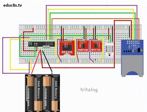 Arduino Project Advanced Datalogger With ATMEGA328 BMP180 DHT22 BH1750 And Sd Card Educ8s