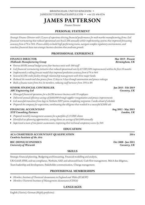 Finance Cv How To Write One In 2025 W Examples