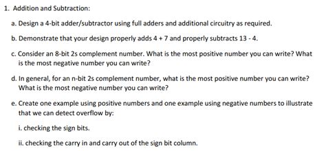 Solved 1 Addition And Subtraction A Design A 4 Bit Chegg Com