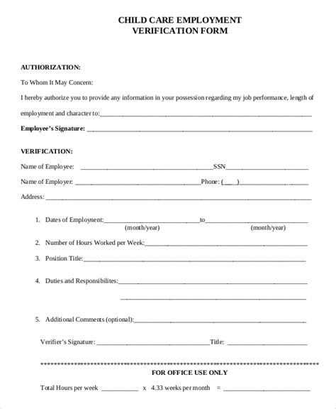 Free 10 Sample Verification Of Employment Forms In Pdf Ms Word