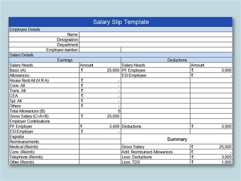 Salary Slip Template Excel Br