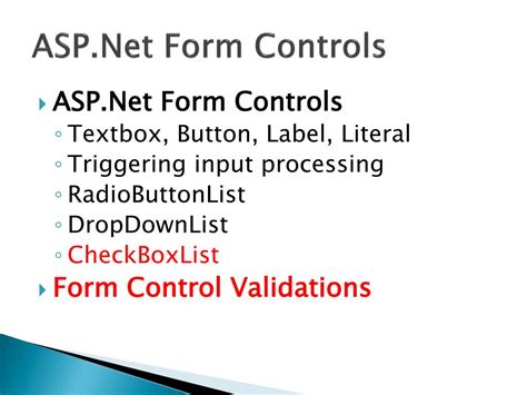 Ppt Aspnet Form Controls Powerpoint Presentation Free Download Id3479713