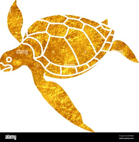 Sea Turtle Drawing In Gold Color Style Stock Vector Image And Art Alamy