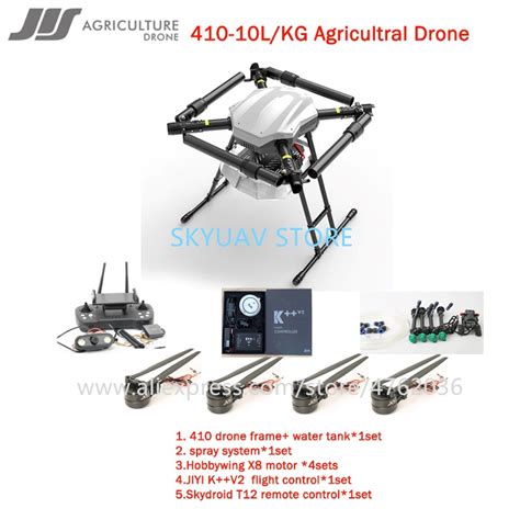 원래 410 4 축 10lkg 농업 스프레이 드론 Hobbywing X8 전원 시스템 T12 Siyi Vd32 K3a 프로 K V2 비행 제어 키트rc 비행기