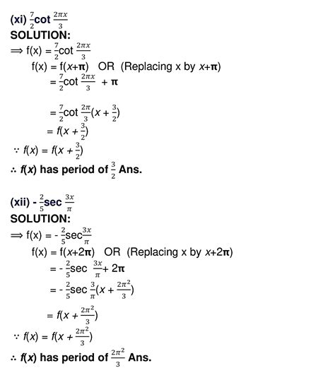Education Is The Key To Success Period Of Trigonometric Functions Solved Exercise 12 1 Unit