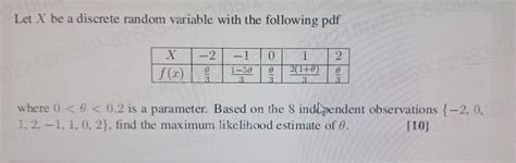 Solved Let X Be A Discrete Random Variable With The