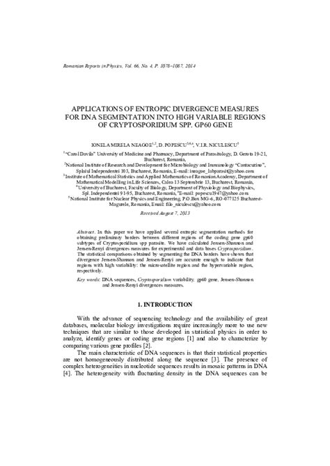 pdf applications of entropic divergence measures for dna segmentation