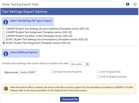 Elpac Test Assignment File Aeries Software